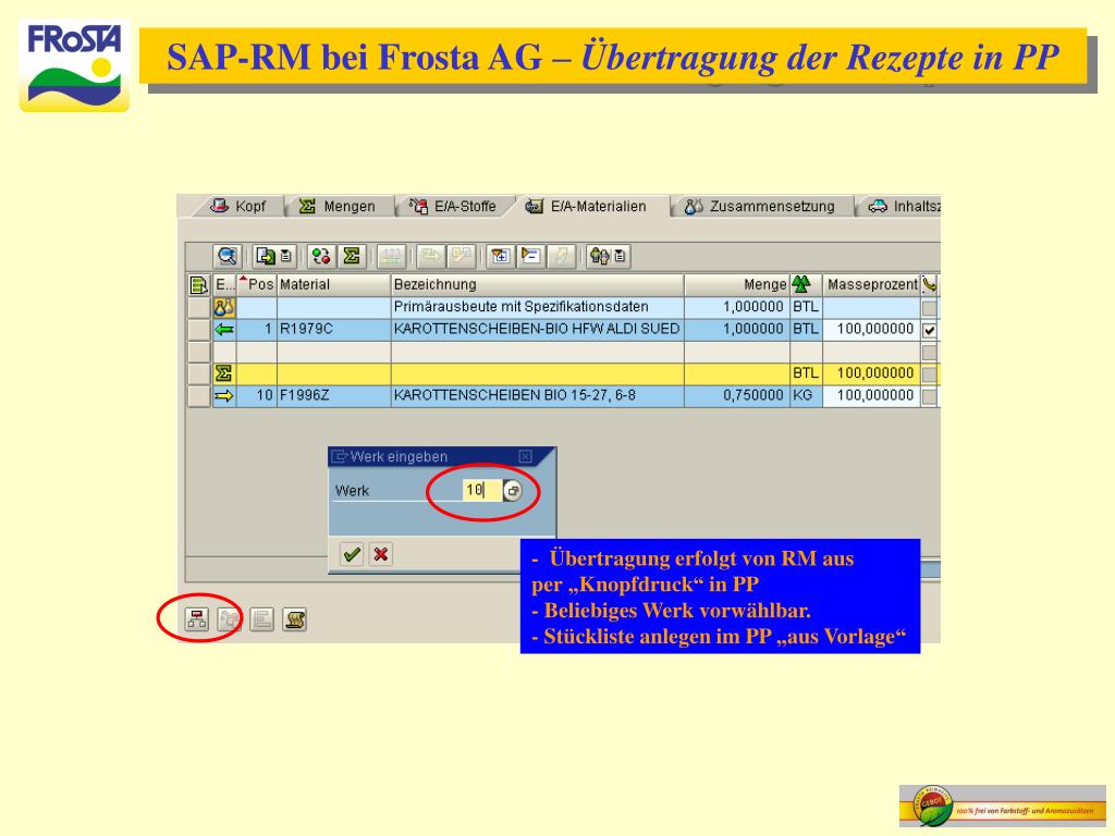 PPT - SAP-RM 2.1 bei Frosta AG Rezeptur & Lebensmittelrechtliche ...