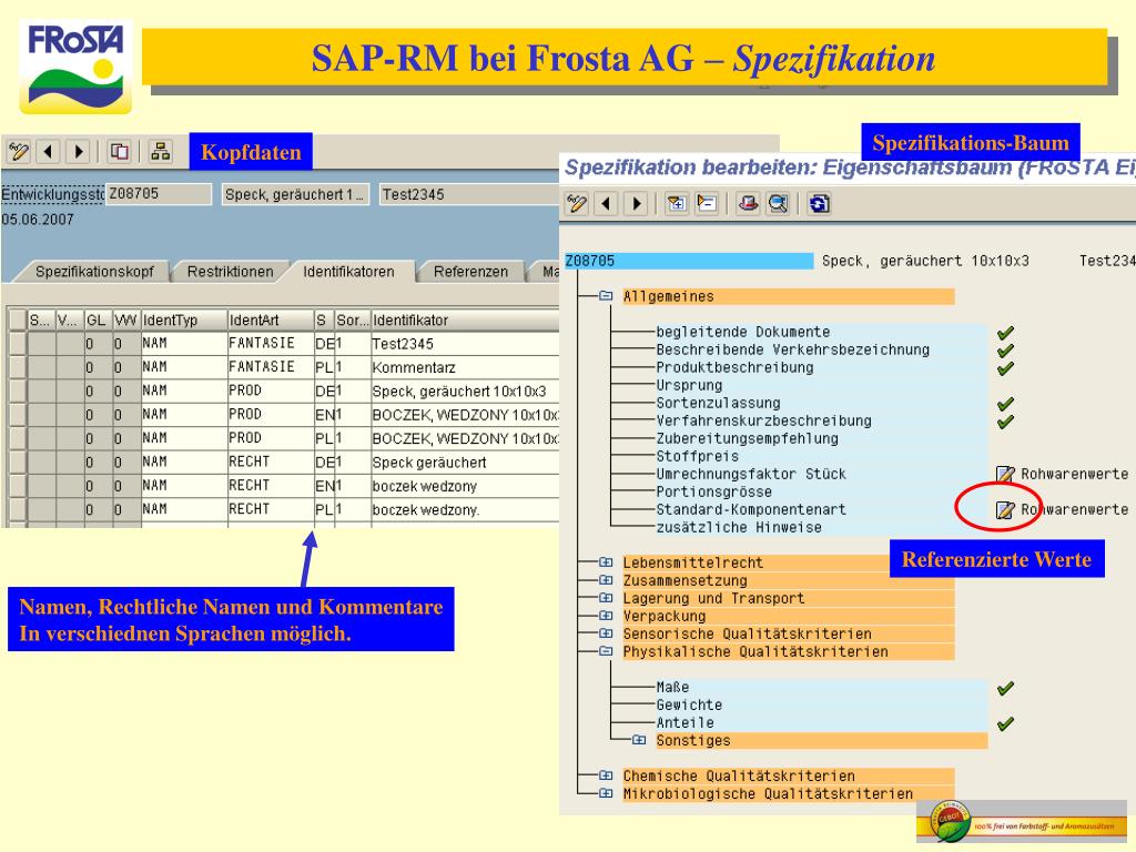 PPT - SAP-RM 2.1 bei Frosta AG Rezeptur & Lebensmittelrechtliche ...