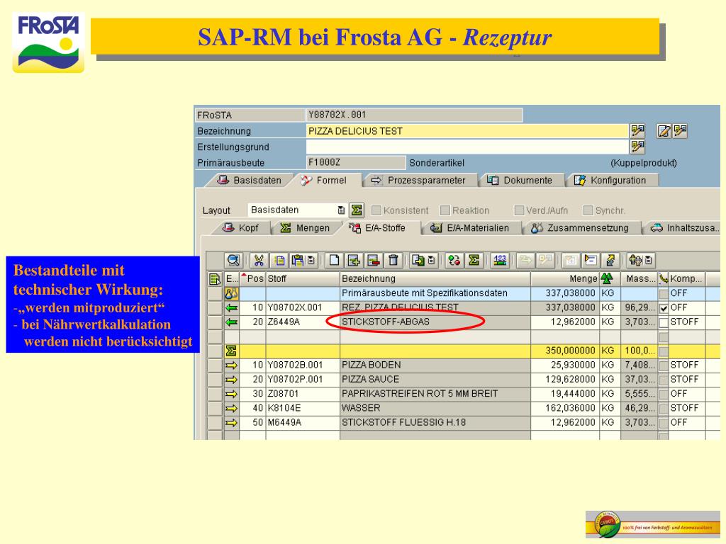 PPT - SAP-RM 2.1 bei Frosta AG Rezeptur & Lebensmittelrechtliche ...