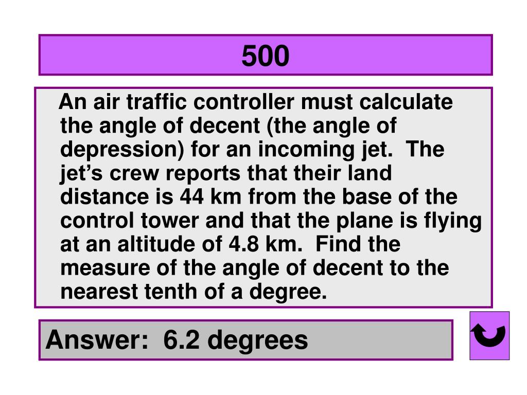 PPT - Trigonometry Jeopardy: Angle of Elevation and Depression Problem ...