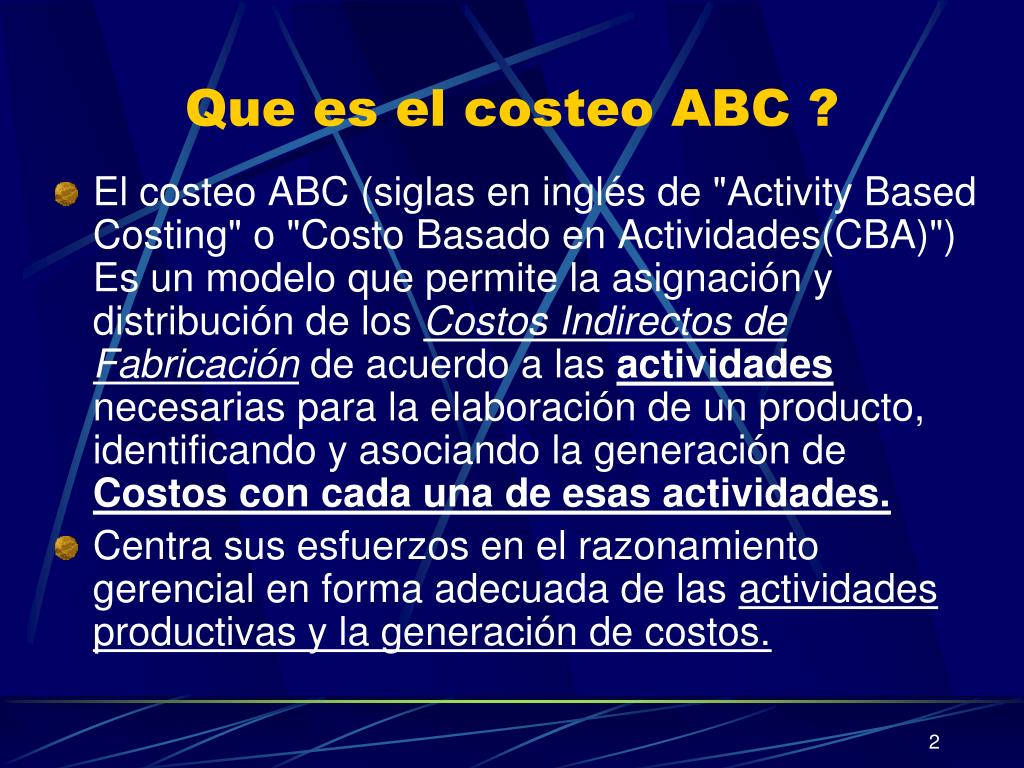 PPT - COSTOS ABC Costeo Basado en Actividades PowerPoint Presentation ...