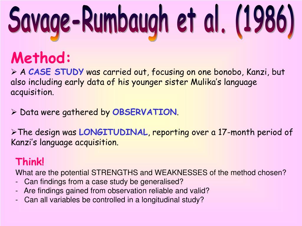 PPT - Savage-Rumbaugh et al. (1986) Spontaneous symbol acquisition and ...