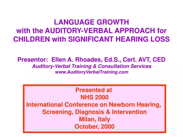 PPT - LANGUAGE GROWTH with the AUDITORY-VERBAL APPROACH for CHILDREN ...