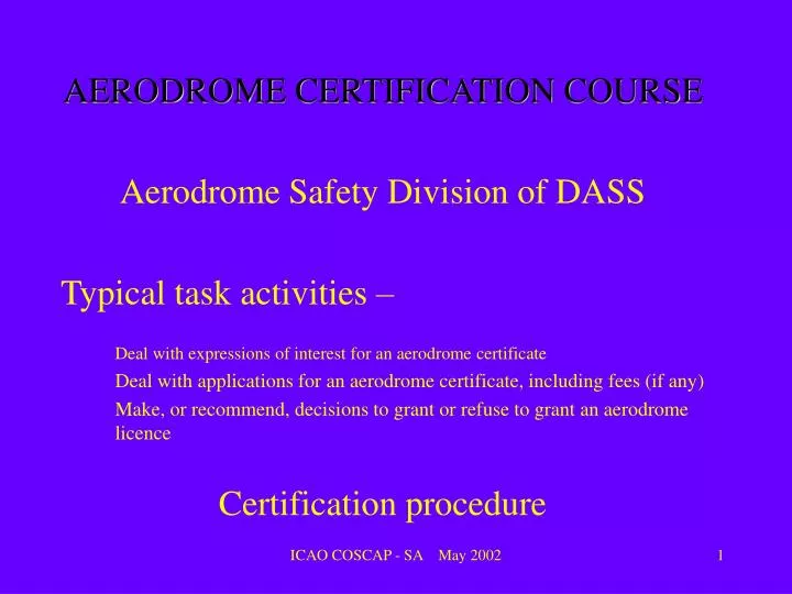 PPT - AERODROME CERTIFICATION COURSE PowerPoint Presentation, free ...