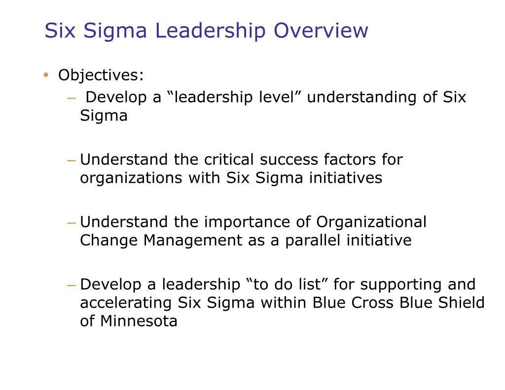 PPT - Six Sigma Leadership Overview Blue Cross Blue Shield PowerPoint ...