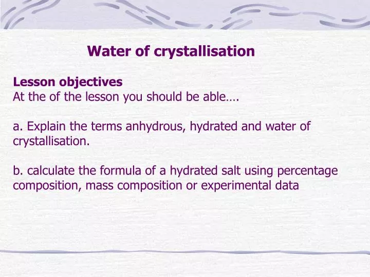PPT - Anhydrous and hydrated salts PowerPoint Presentation, free ...