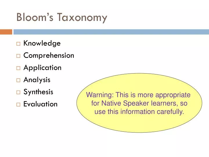 PPT - Bloom’s Taxonomy PowerPoint Presentation, free download - ID:3089520