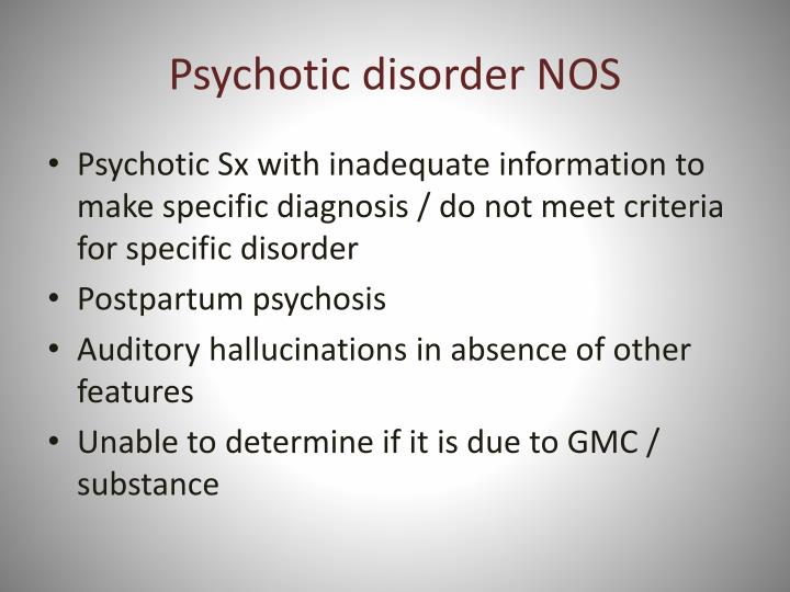 PPT - Other psychotic disorders PowerPoint Presentation - ID:3089817