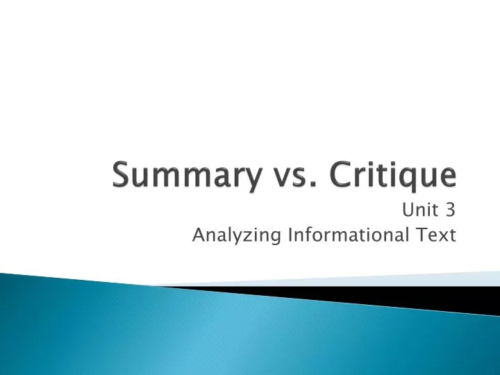 PPT - Summary vs. Critique PowerPoint Presentation, free download - ID ...