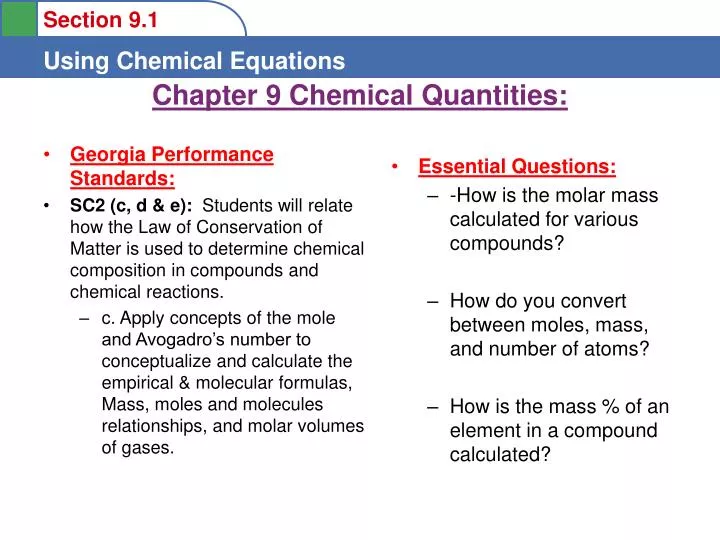 PPT - Chapter 9 Chemical Quantities: PowerPoint Presentation, free ...