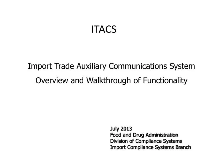PPT - ITACS PowerPoint Presentation, free download - ID:3091376