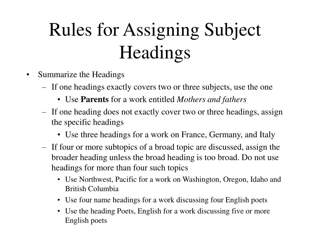 PPT - Sears List of Subject Headings Library of Congress Subject ...
