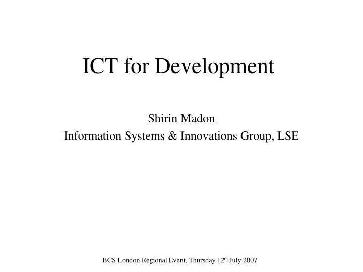 PPT - ICT for Development PowerPoint Presentation, free download - ID ...