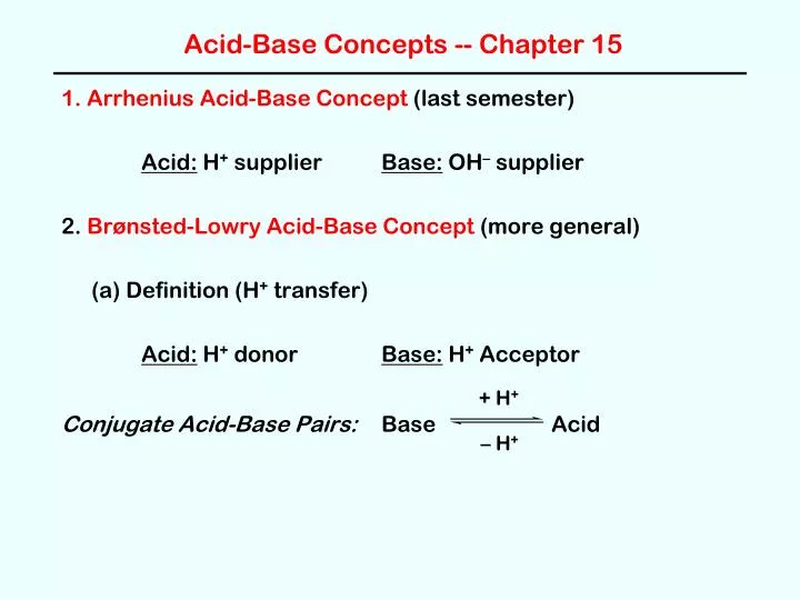 PPT - Acid-Base Concepts -- Chapter 15 PowerPoint Presentation, free ...