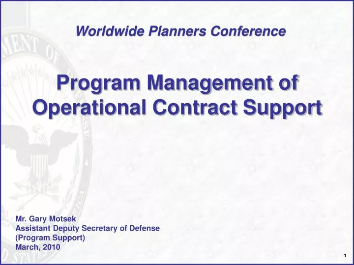 PPT - Program Management of Operational Contract Support PowerPoint ...