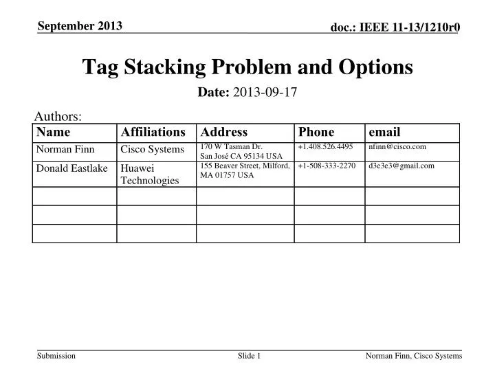 PPT - Tag Stacking Problem and Options PowerPoint Presentation, free ...