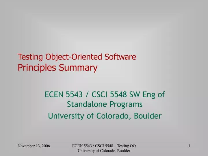 Ppt Testing Object Oriented Software Principles Summary Powerpoint Presentation Id 3094079