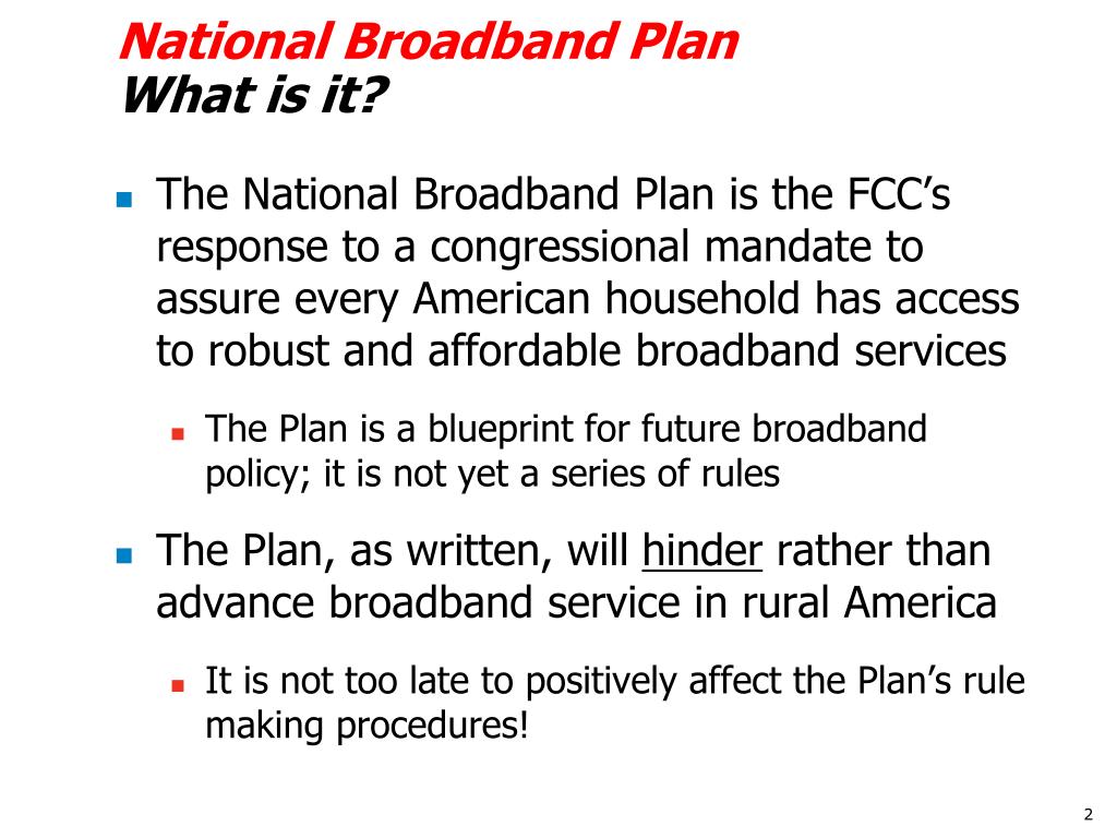 PPT - The Potential Effects of the National Broadband Plan on Rural ...