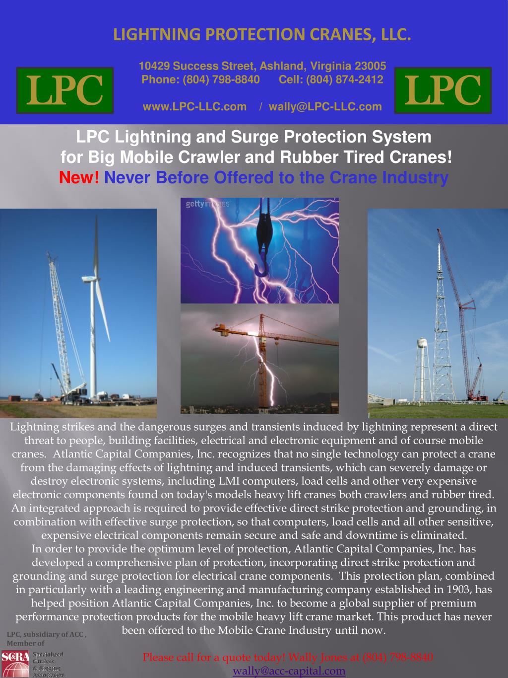 PPT - LIGHTNING PROTECTION CRANES, LLC. 10429 Success Street, Ashland ...