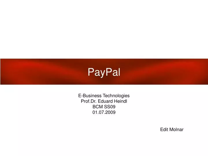 PPT - PayPal PowerPoint Presentation, free download - ID:3095079
