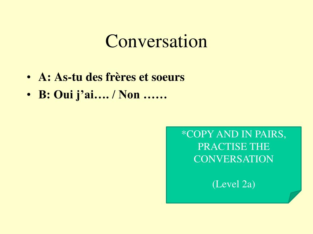 PPT - WALT : Recognise the words for brothers and sisters in French ...