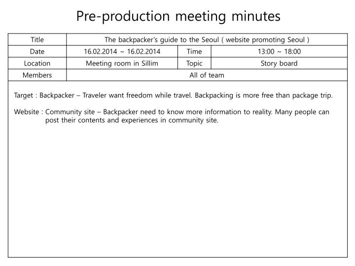 PPT - Pre-production meeting minutes PowerPoint Presentation, free ...