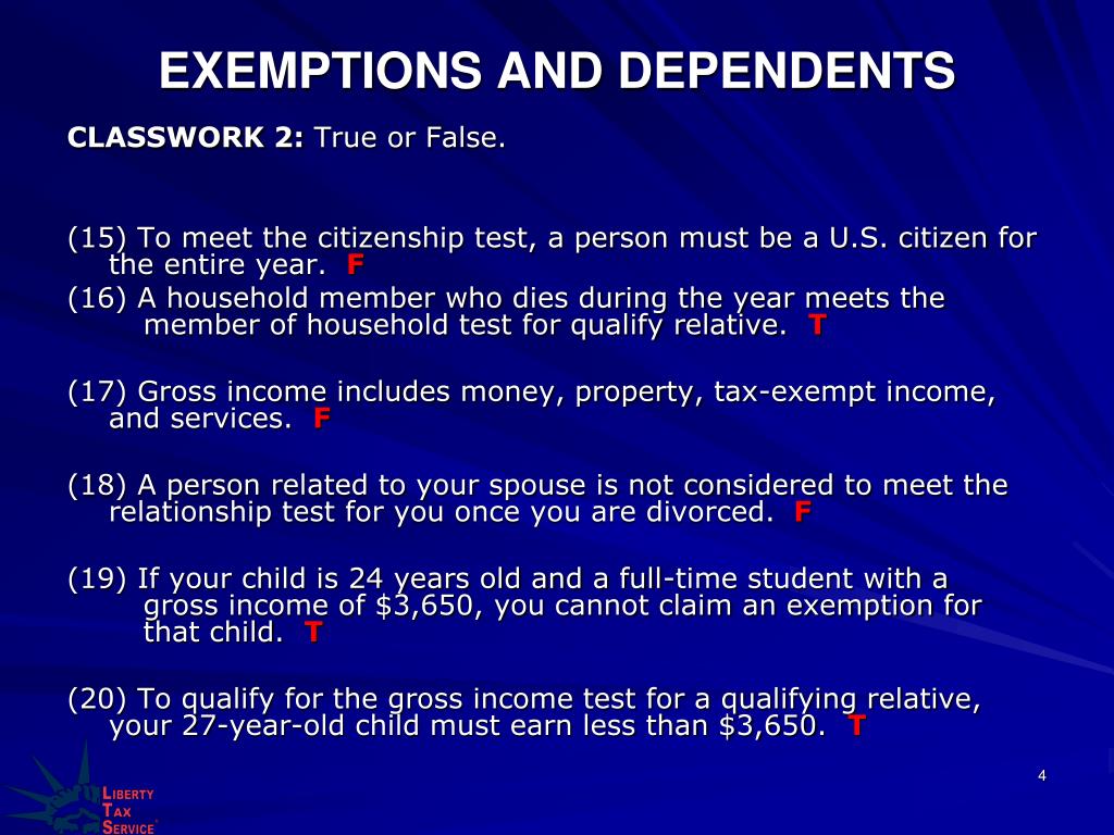 PPT - Liberty Tax Service Basic Income Tax Course Lesson 3 PowerPoint ...