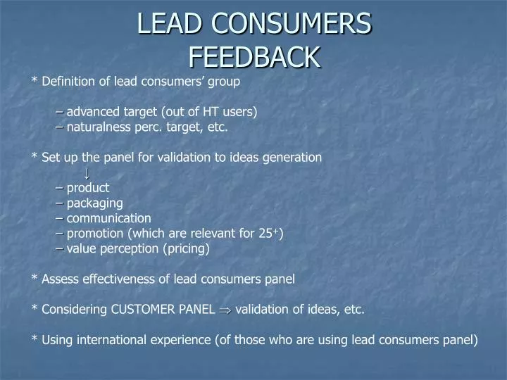 PPT - LEAD CONSUMERS FEEDBACK PowerPoint Presentation, free download ...