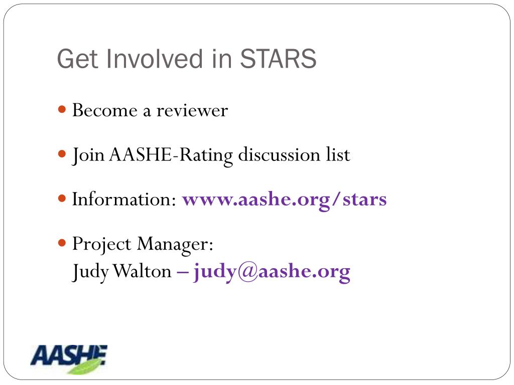 PPT - Sustainability Tracking, Assessment & Rating System (STARS ...