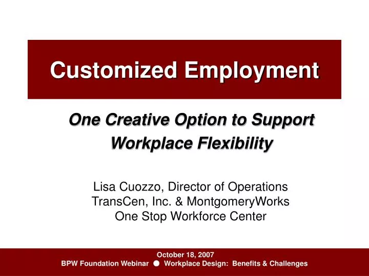 PPT - Customized Employment PowerPoint Presentation, free download - ID ...