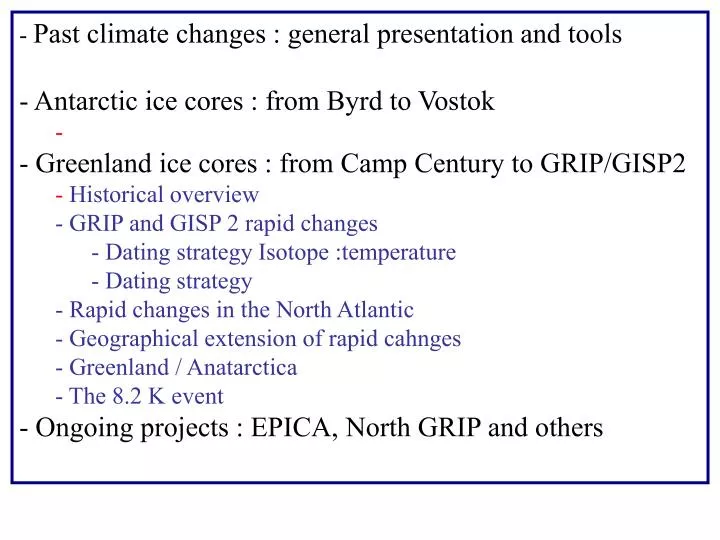 PPT - Past climate changes : general presentation and tools Antarctic ...