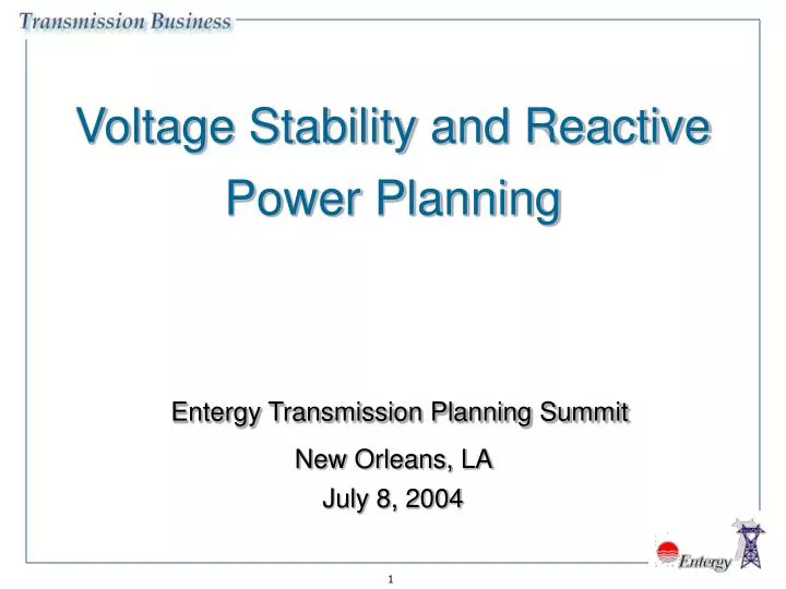 PPT - Voltage Stability and Reactive Power Planning PowerPoint ...