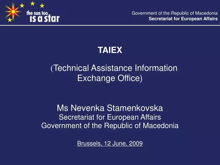 PPT - TAIEX ( Technical Assistance Information Exchange Office) Ms ...