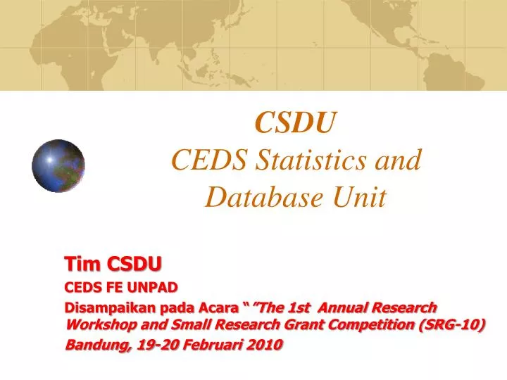Ppt Csdu Ceds Statistics And Database Unit Powerpoint Presentation Free Download Id 3099430