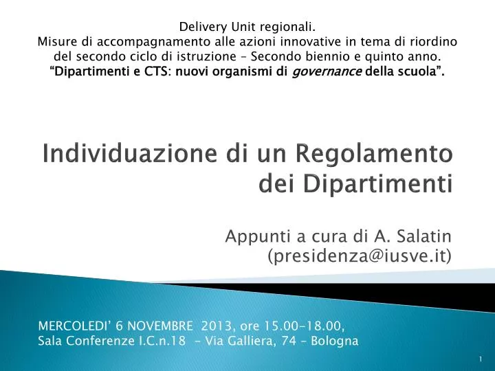 PPT - Individuazione di un Regolamento dei Dipartimenti PowerPoint ... PPT - Individuazione di un Regolamento dei Dipartimenti PowerPoint ...