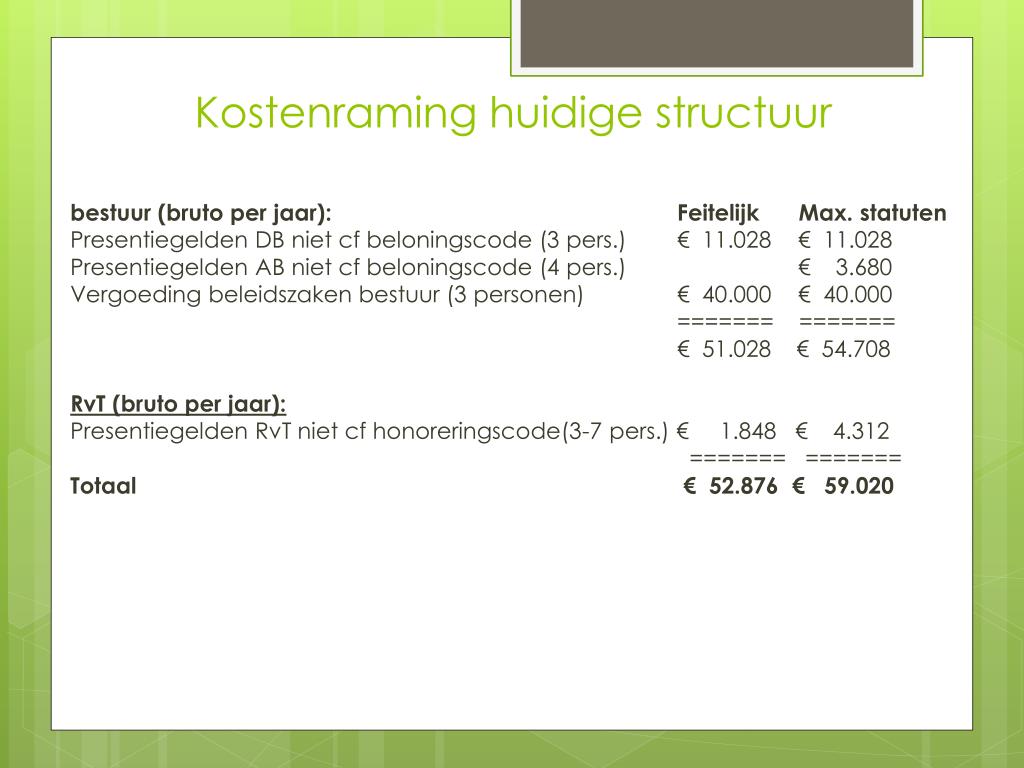 PPT - Voorlichting organisatiestructuur / bestuursmodel PowerPoint ...