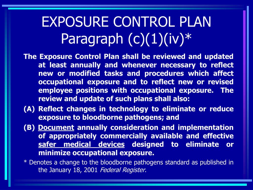 PPT - OCCUPATIONAL EXPOSURE TO BLOODBORNE PATHOGENS 29 CFR 1910.1030 ...
