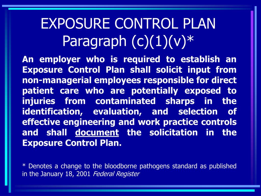 PPT - OCCUPATIONAL EXPOSURE TO BLOODBORNE PATHOGENS 29 CFR 1910.1030 ...