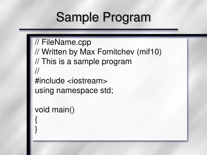 PPT - Sample Program PowerPoint Presentation, free download - ID:3103918