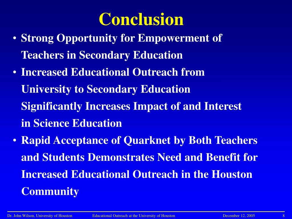 PPT - Educational Outreach at the University of Houston Houston, Texas ...