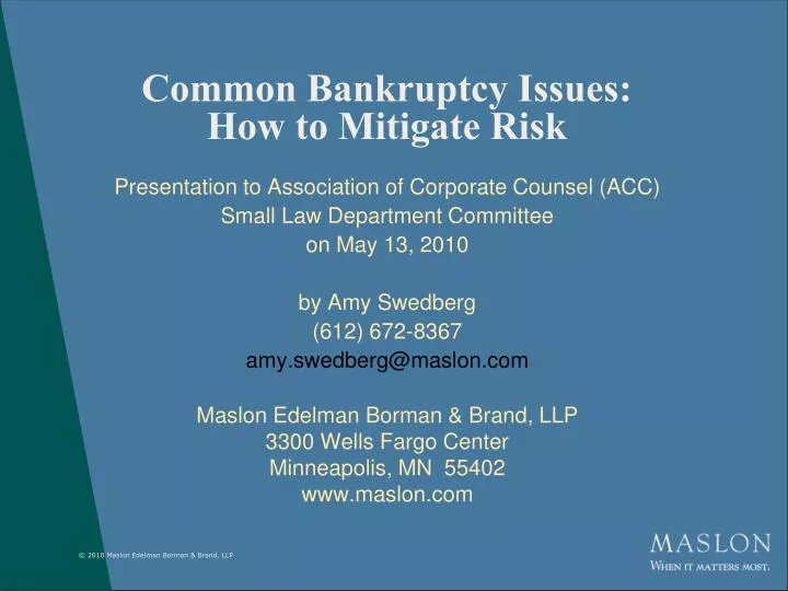 PPT - Common Bankruptcy Issues: How to Mitigate Risk PowerPoint ...