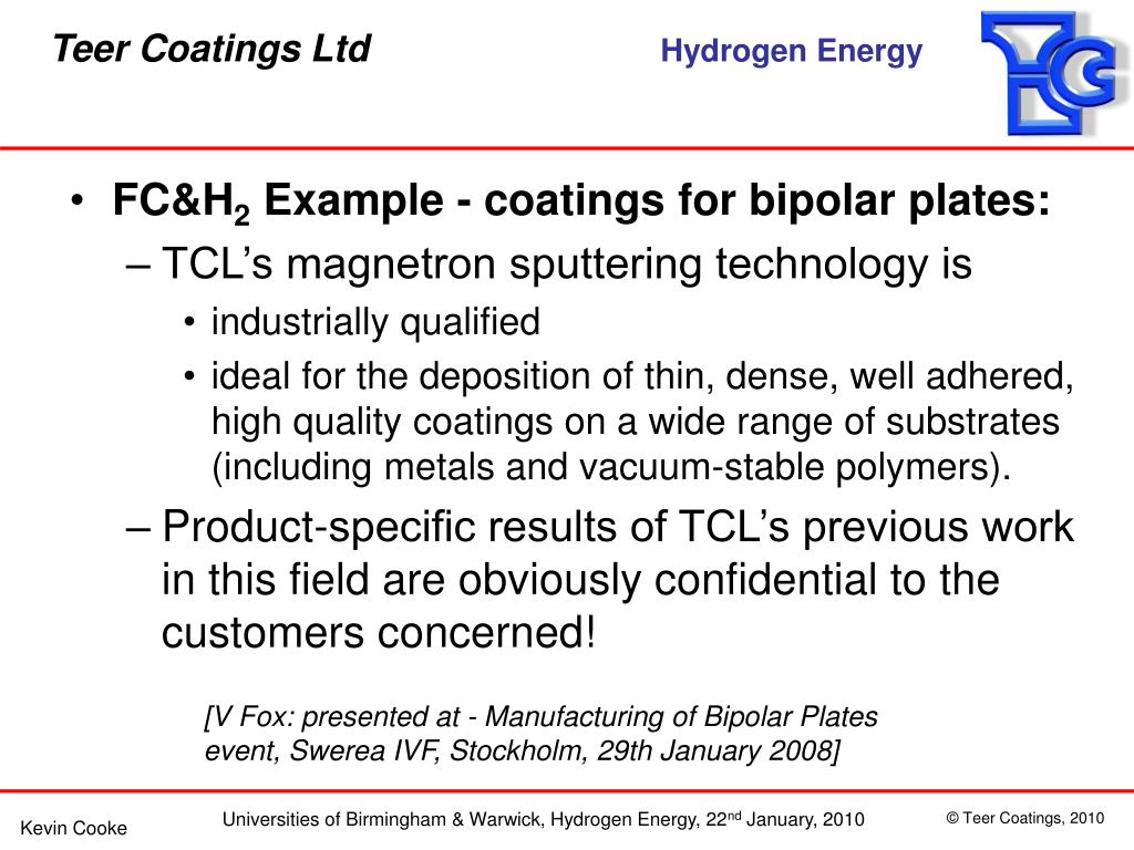 PPT - Teer Coatings Limited Coatings for Fuel Cells & Hydrogen ...