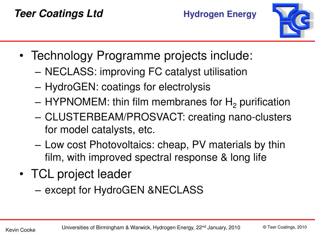 PPT - Teer Coatings Limited Coatings for Fuel Cells & Hydrogen ...