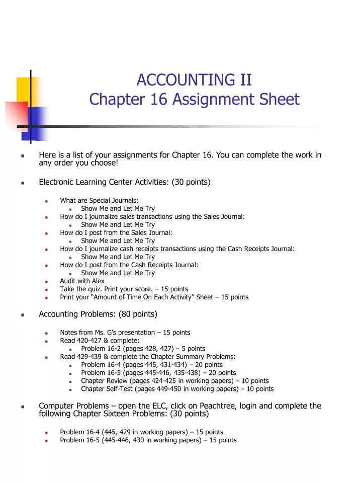 PPT - ACCOUNTING II Chapter 16 Assignment Sheet PowerPoint Presentation ... PPT - ACCOUNTING II Chapter 16 Assignment Sheet PowerPoint Presentation ...