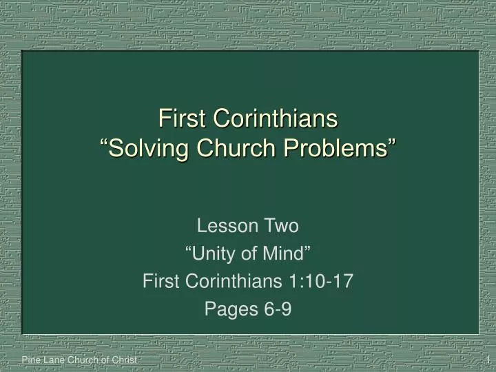 PPT - First Corinthians “Solving Church Problems” PowerPoint ...