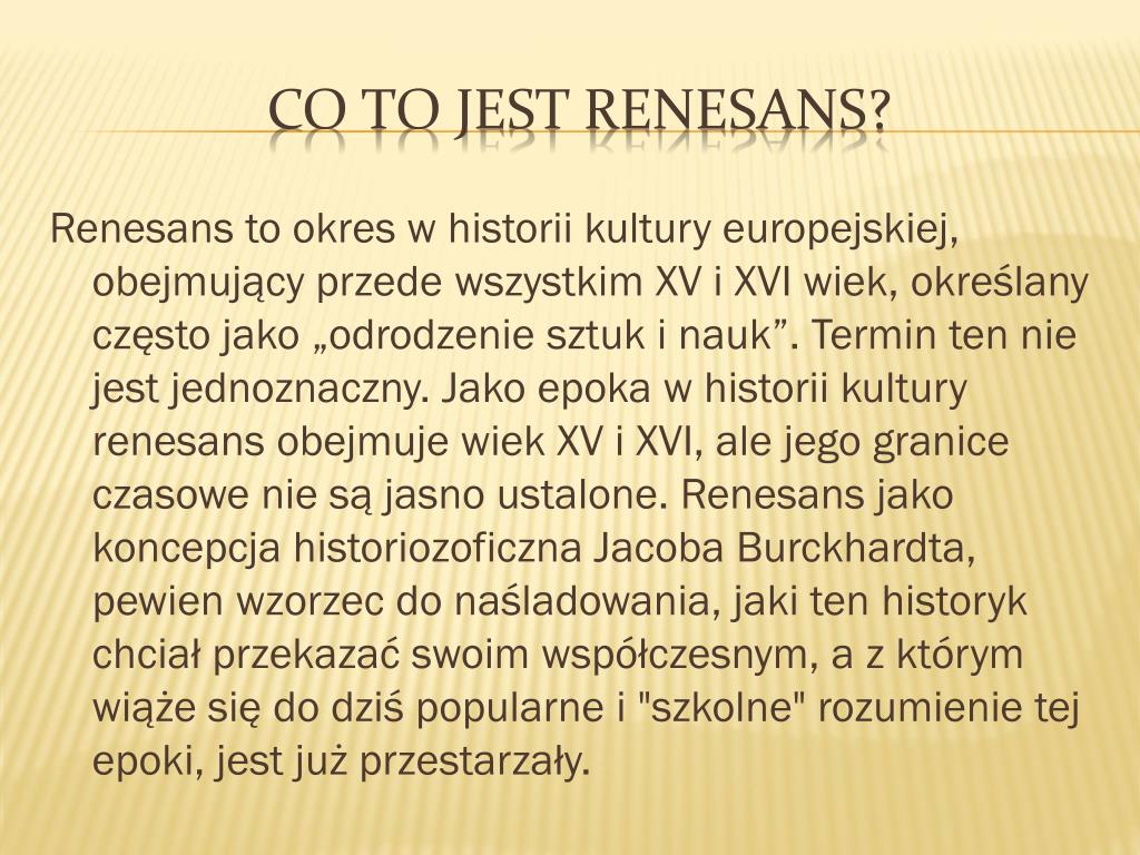 PPT - Sztuka odrodzenia - renesans PowerPoint Presentation, free ...
