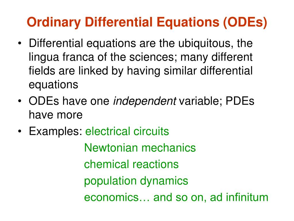 Ppt Ordinary Differential Equations Odes Powerpoint Presentation