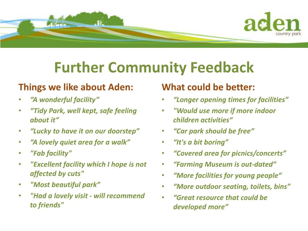 PPT - “You Said, We Did” Aden Country Park Community Consultation ...