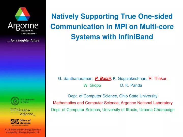 Ppt Natively Supporting True One Sided Communication In Mpi On Multi Core Systems With