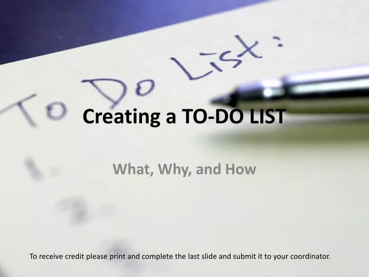 PPT - Creating a TO-DO LIST PowerPoint Presentation, free download - ID ...
